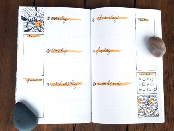 10 simple weekly layouts for your bullet journal | West Coast Dreaming